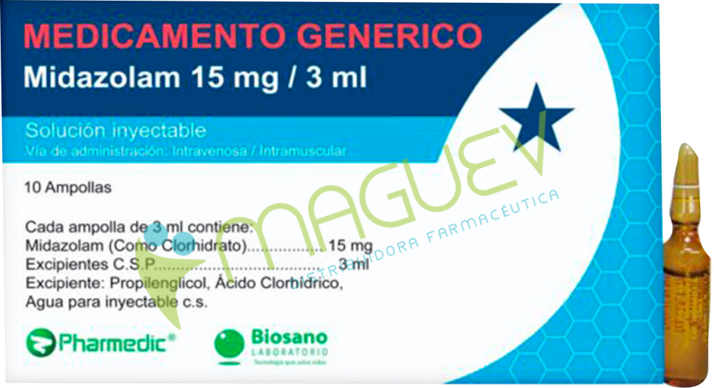 Midazolam 15mg/3ml liquido parenteral ( INV1374 ) P.V.P – MAGUEV ...